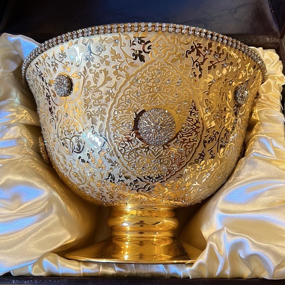 Accents | New In Box 24k Gold Painted Decorative Large Bowl | Poshmark